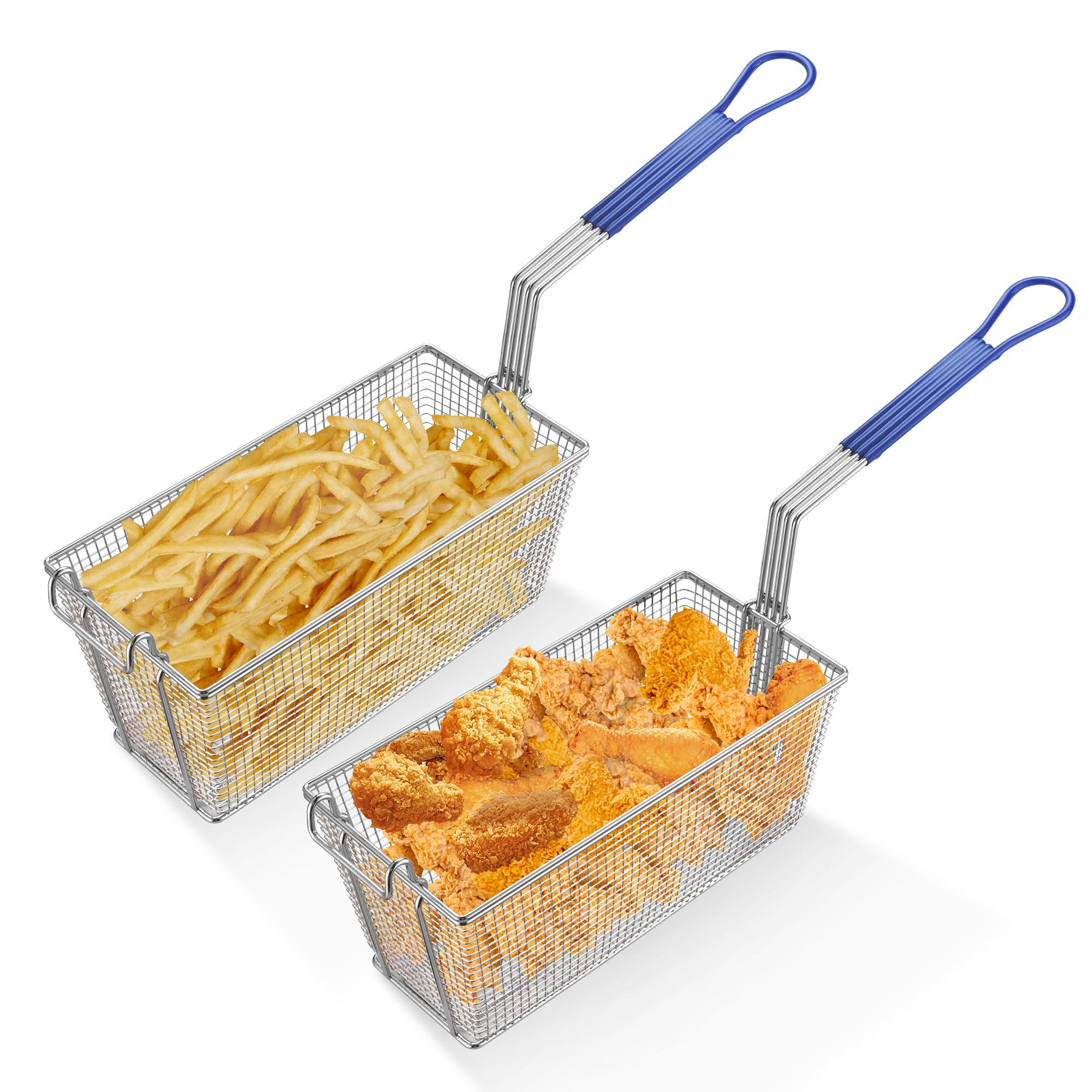 WeChef 2Pcs Deep Fryer Baskets with Non-slip Handle 13" x 6 5/16" x 5 7 ...