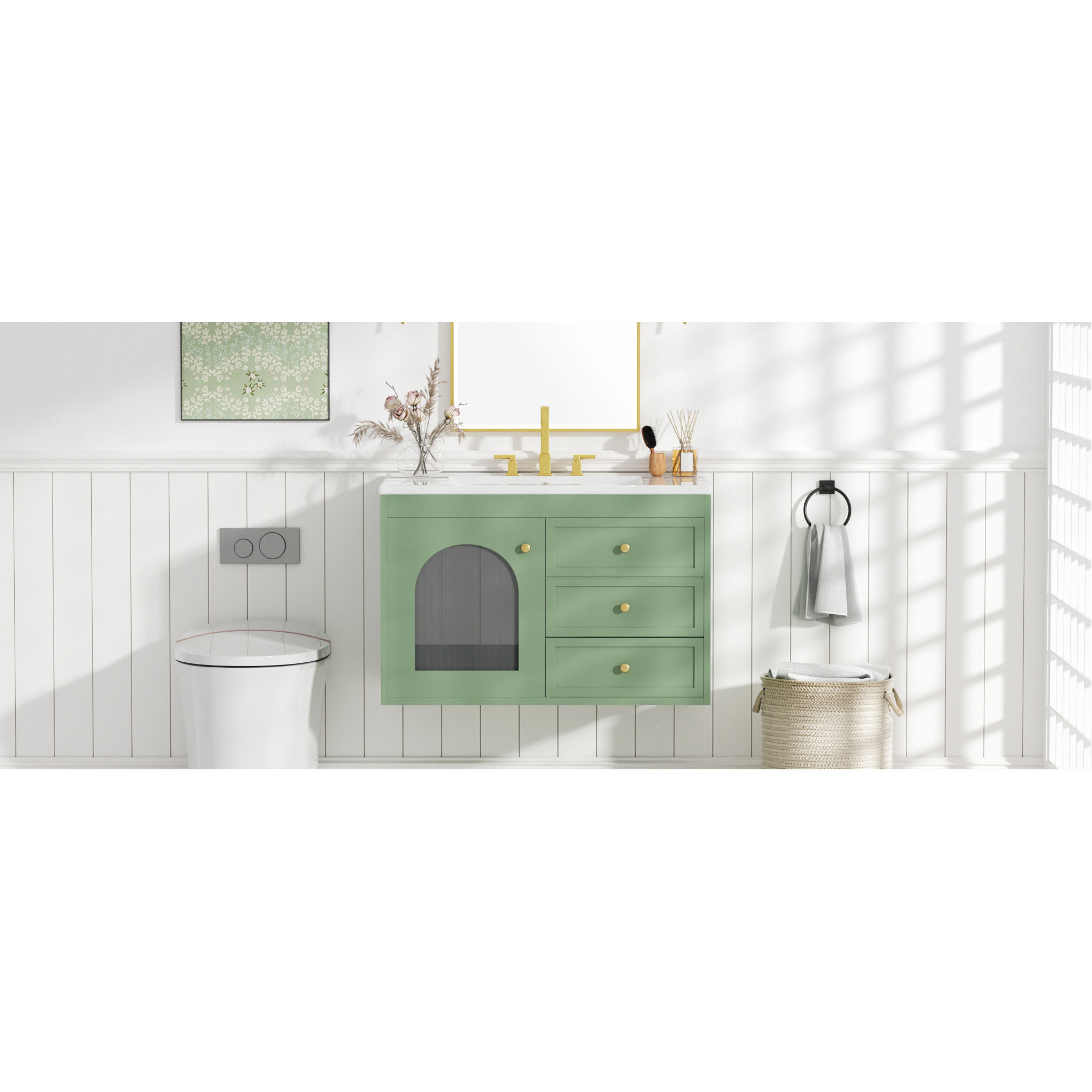 Ebern Designs Exquisite Bathroom Vanity With Outstanding Storage And ...