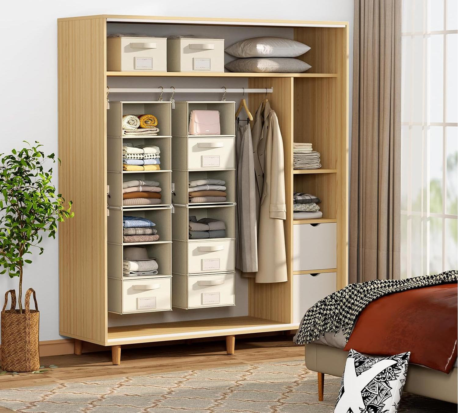 CHUANGWENYI Hanging Closet Organizer 6 Shelves, Separable Closet ...