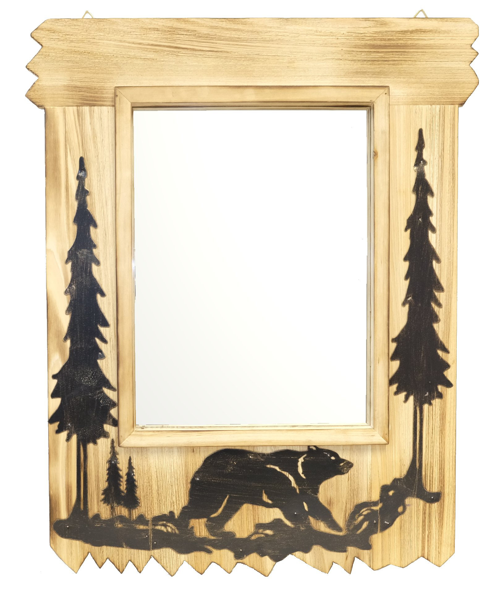 Loon Peak® Tree and Bear Wooden Hanging Mirror | Wayfair