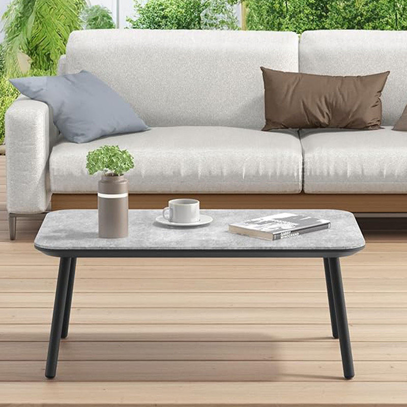 George Oliver Durable Rectangle Metal Patio Coffee Table for Outside, Outdoor Side Table with ...