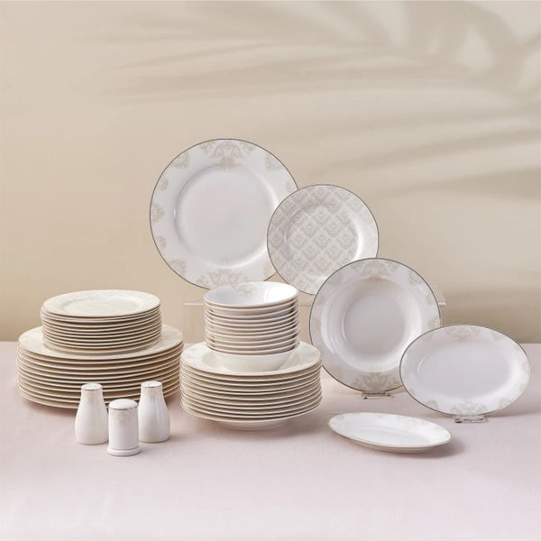 Fleur De Lis Living 53 Piece China Dinnerware Set - 12 Piece Bone China ...