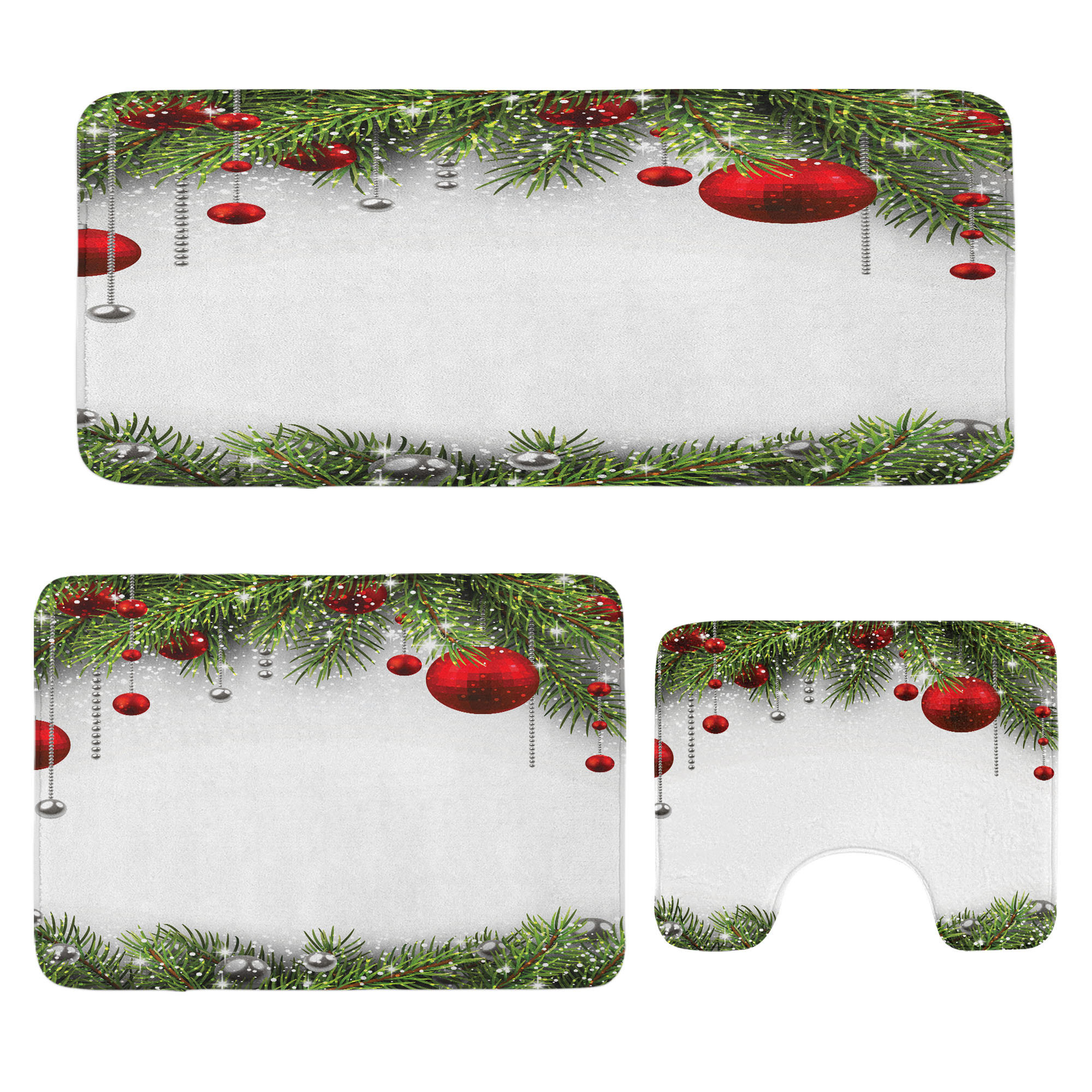 The Holiday Aisle® Christmas Bathroom Rug Set 3 Pieces U-Shape ...