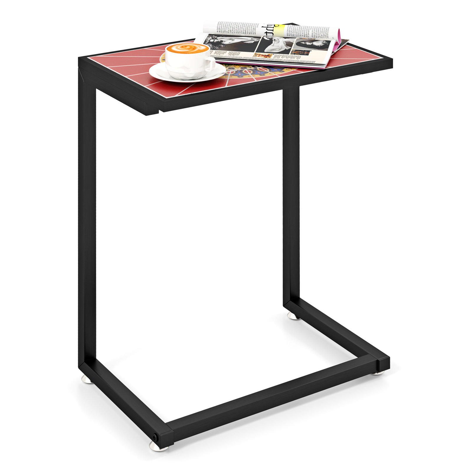 17 Stories 2PCS Mosaic Outdoor C-Shaped End Table w/ Ceramic Tile Top ...