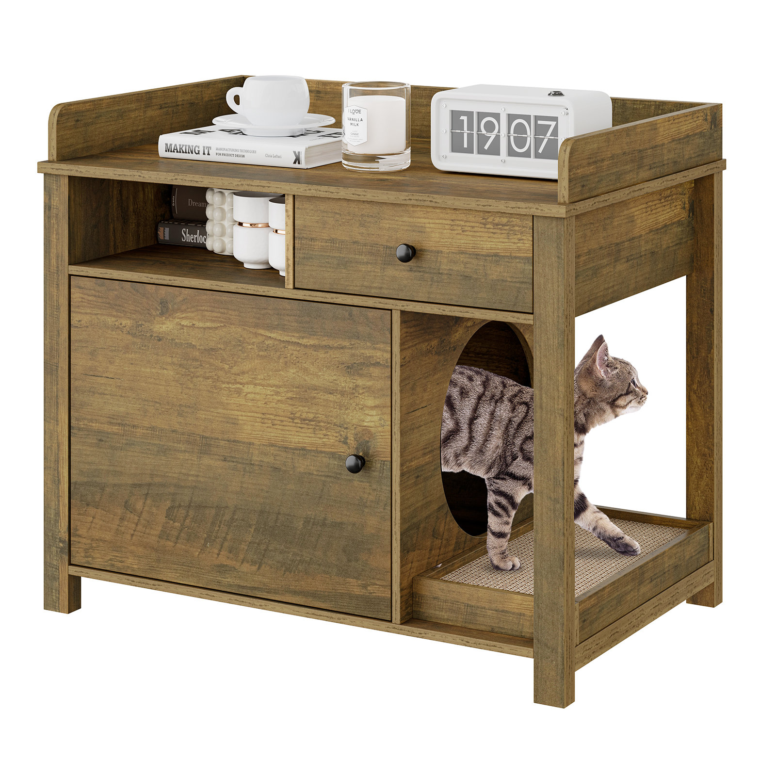 Tucker Murphy Pet™ Cat Litter Box Enclosure Furniture,Large Cat Hidden ...