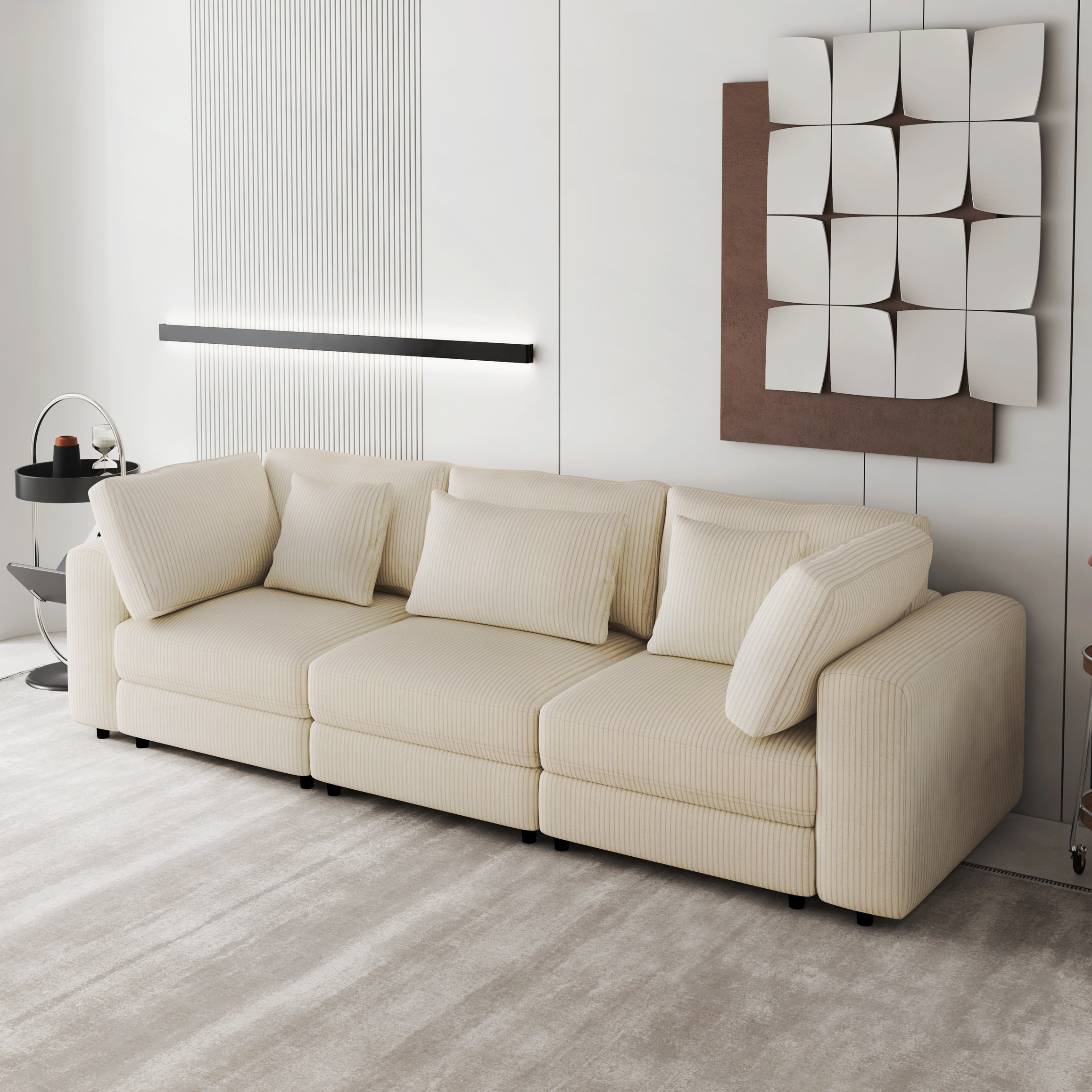 kinghose 105-inch 3-seater Sofa With Removable Back Cushions And Wide ...