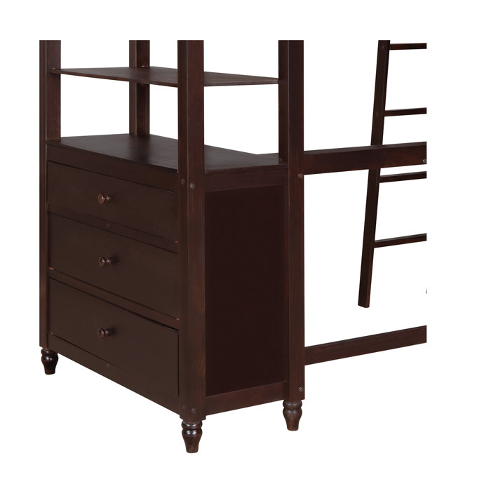 Harriet Bee Flournory Twin 3 Drawer Loft Bed with Built-in-Desk by ...