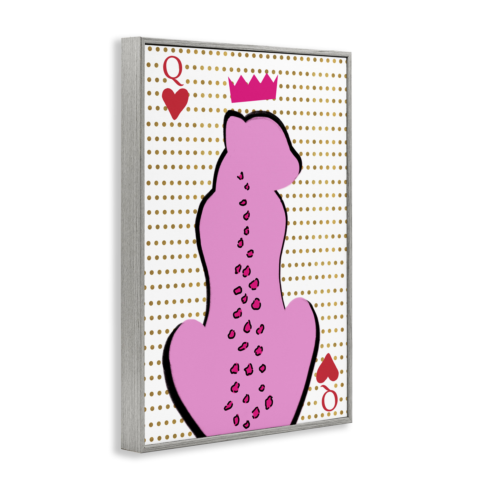 Ebern Designs Queen of Hearts Leopard Framed Giclee Art by Ann Quach ...