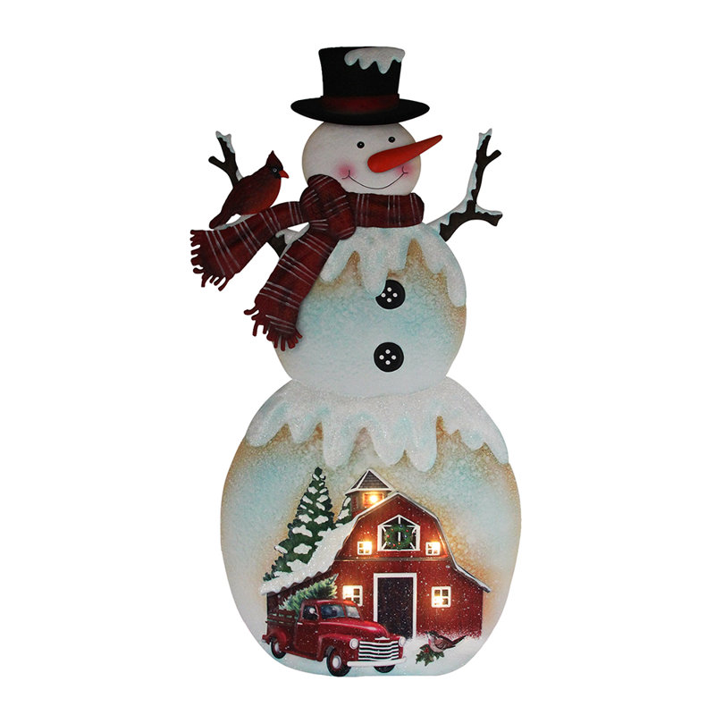 The Holiday Aisle® 40 Inch Pre-Lit Christmas Sign - Snowman | Wayfair