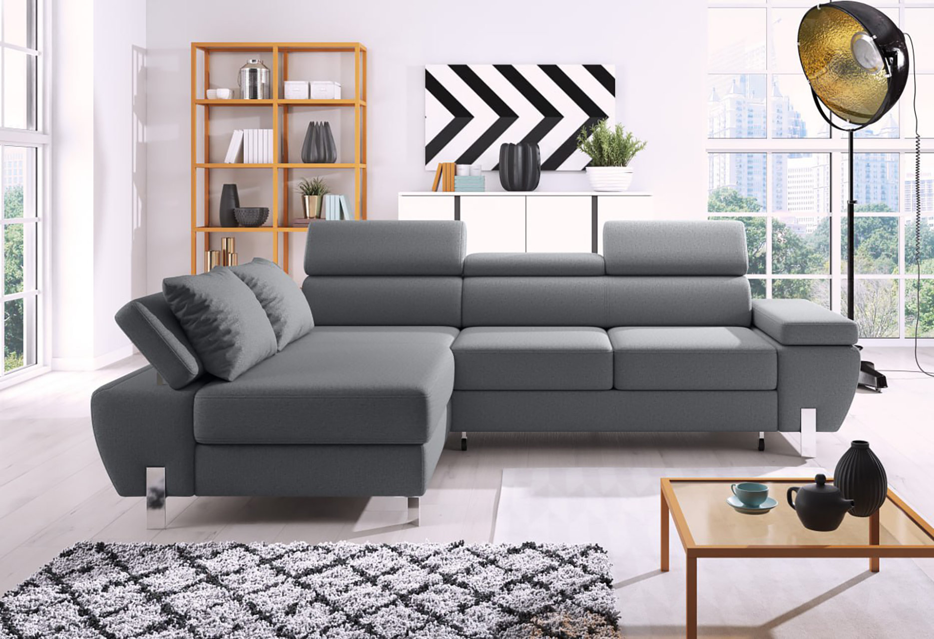 Hokku Designs Everlove Leather Sectional with Adjustable Armrest | Wayfair