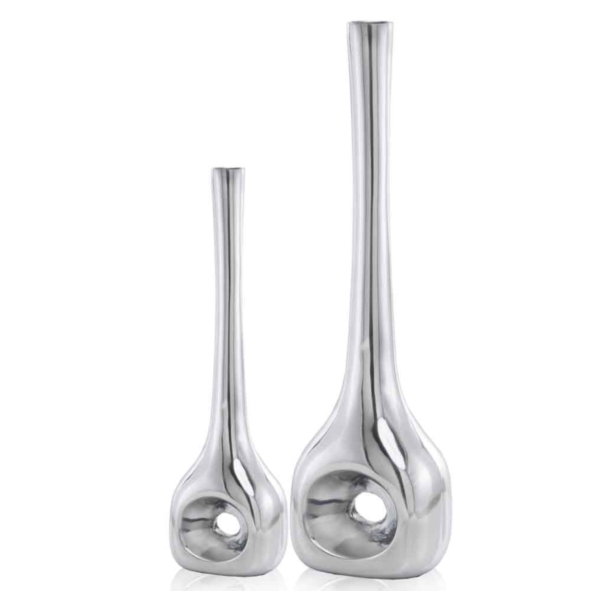 Orren Ellis 2 Piece Daveric Silver Aluminum Novelty Table Vases | Wayfair