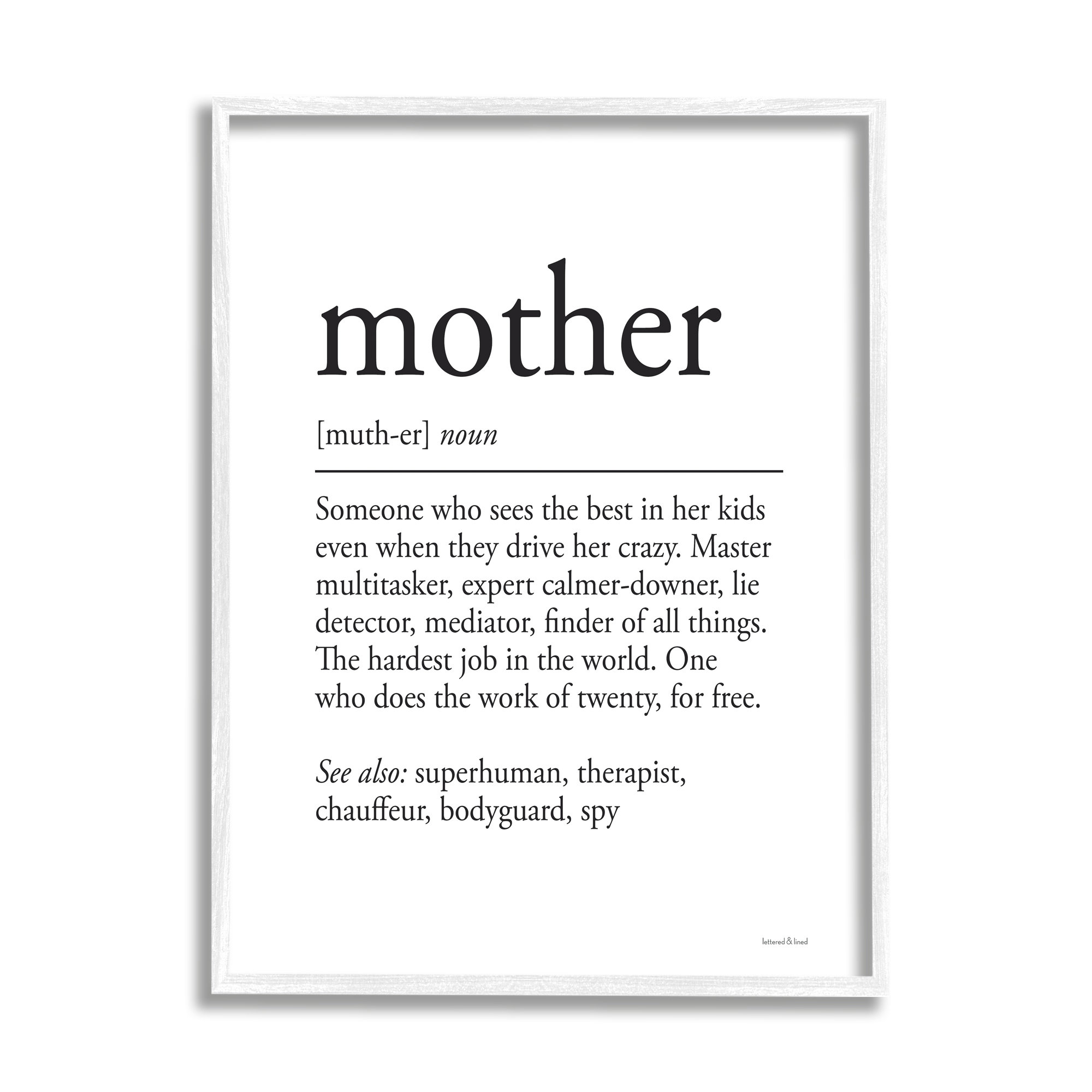 Stupell Industries Mother Definition Funny Motivational Phrase ...