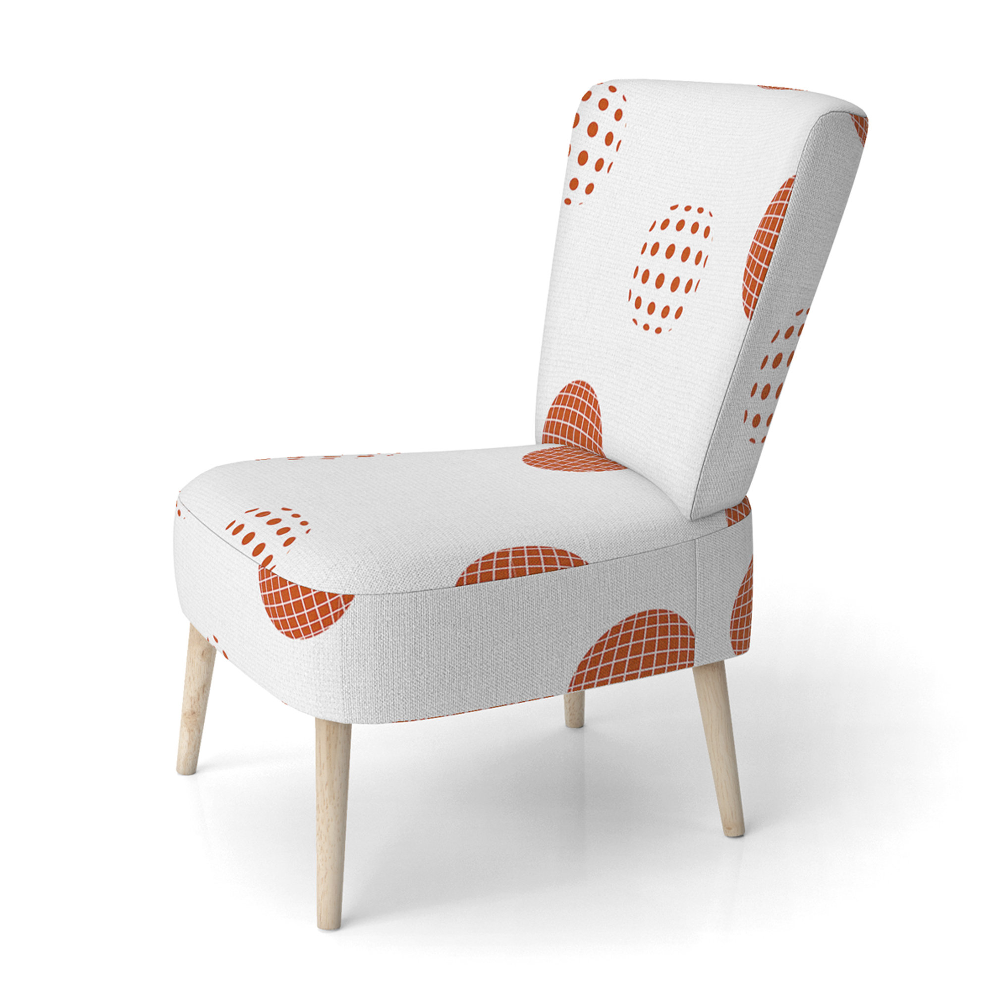 Design Art Brown Circle Dots - Upholstered Patterned Accent Side Chair ...