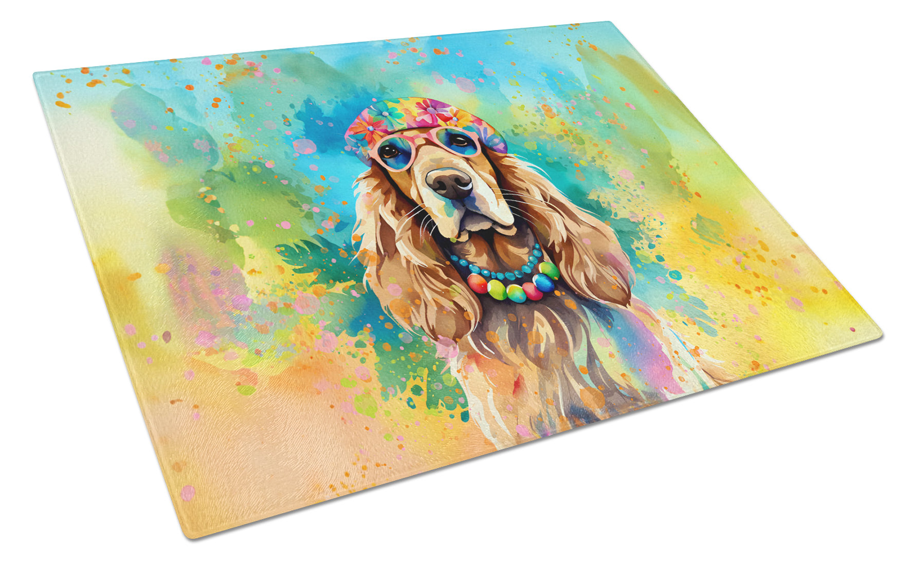 Caroline's Treasures Cocker Spaniel Hippie Dawg Glass Cutting Board ...