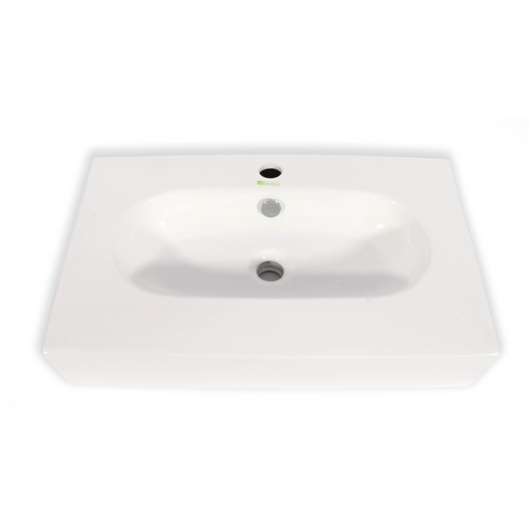 Hispania Home 15.75'' Cream Ceramic Rectangular Vessel Bathroom Sink ...