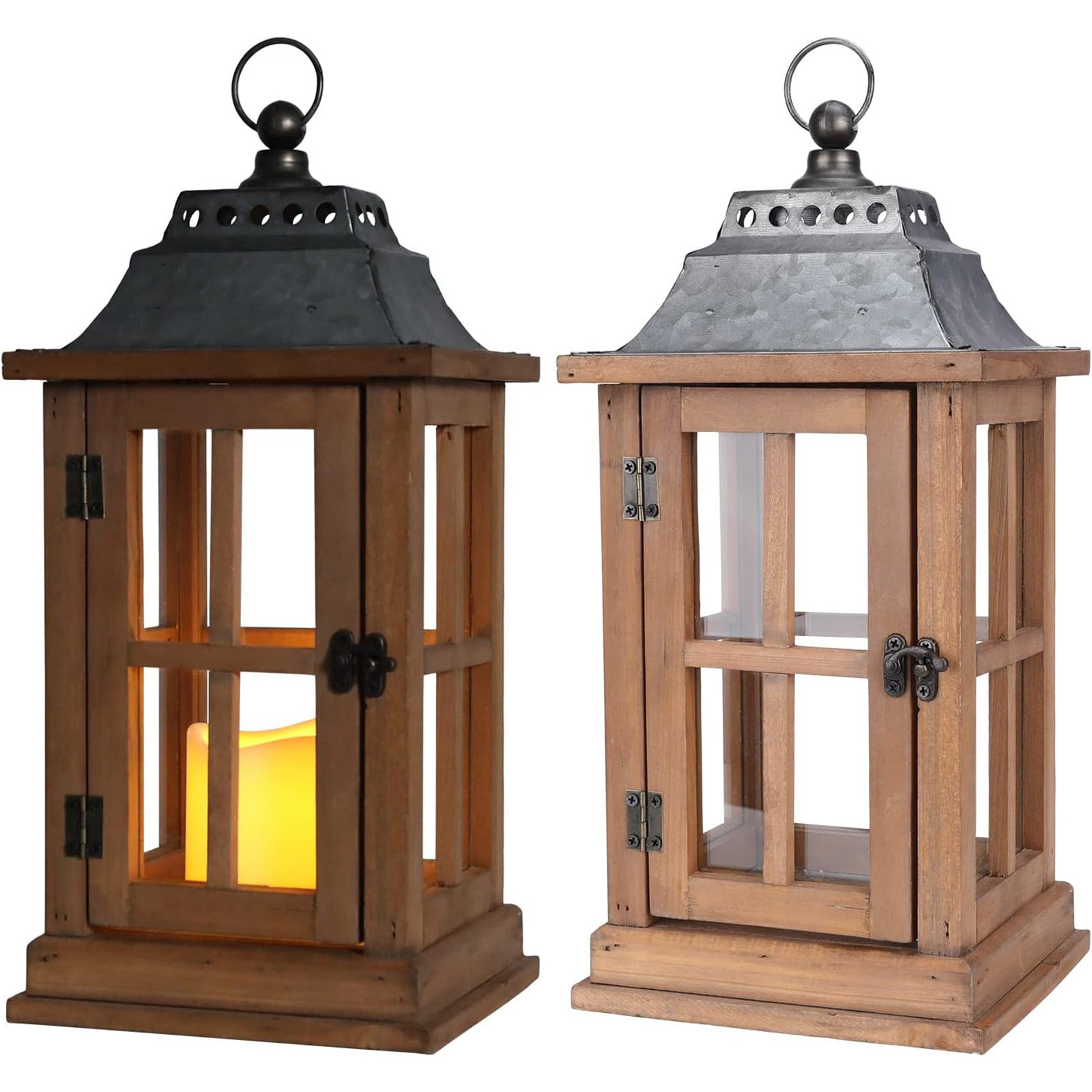 Longshore Tides 2PCS Rustic Wooden Candle Hurricane Luxury Lanterns For ...