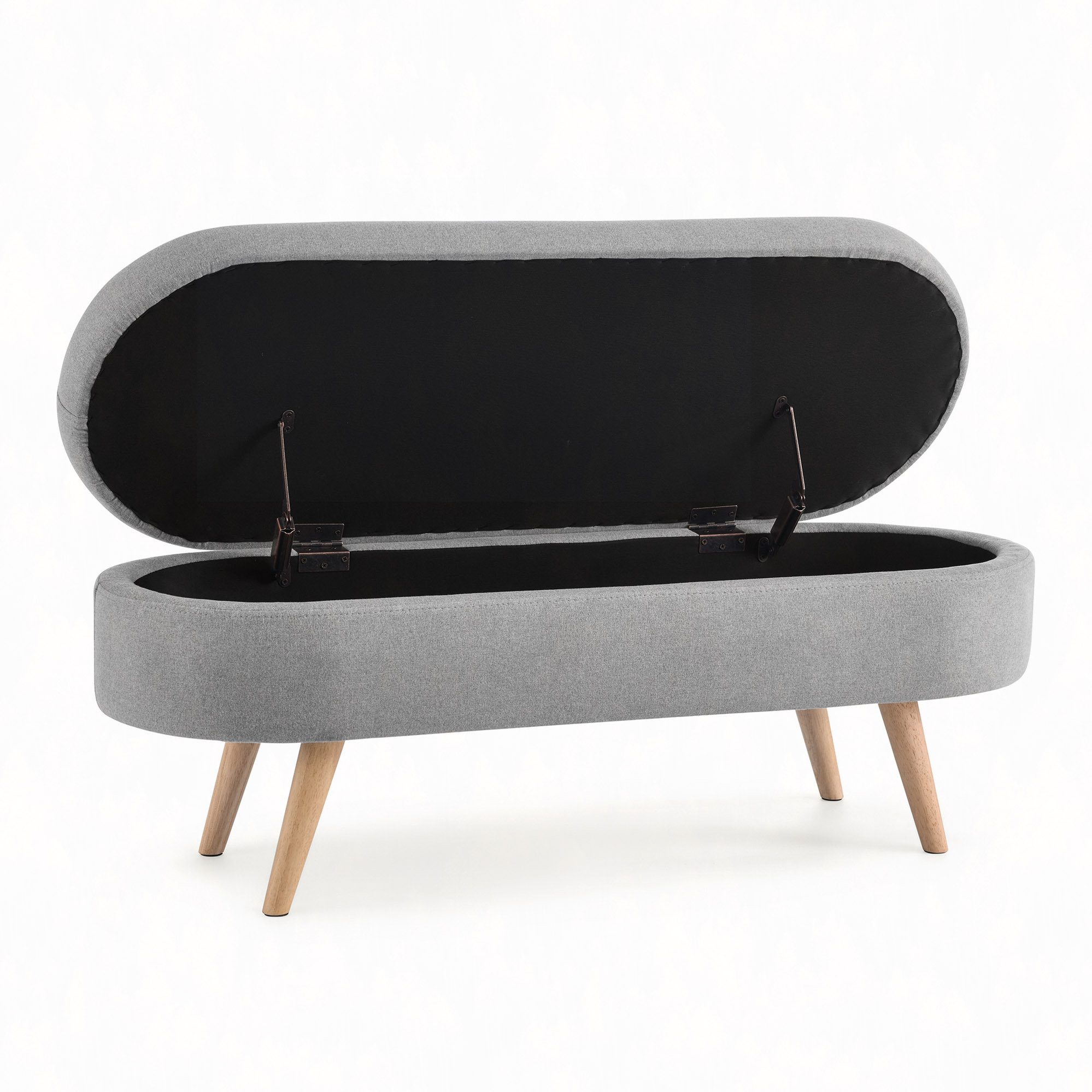 George Oliver Ottoman Oval Storage Bench,Rubber Wood Legs(43.5"X16"X16 ...