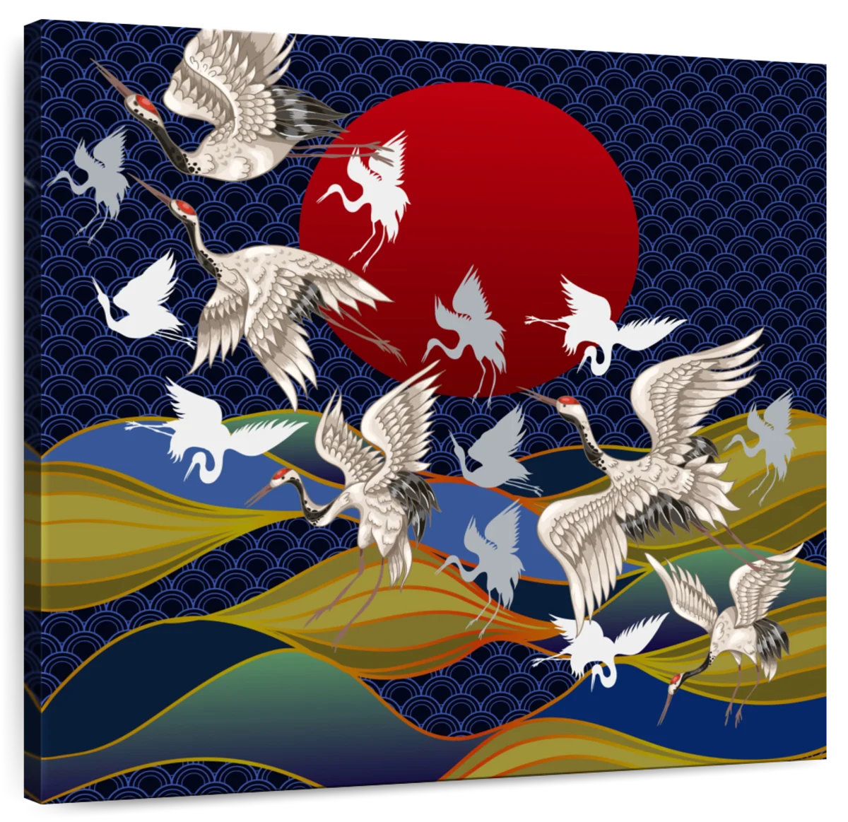 Ebern Designs Crowle Japanese Cranes At Sunset | Wayfair