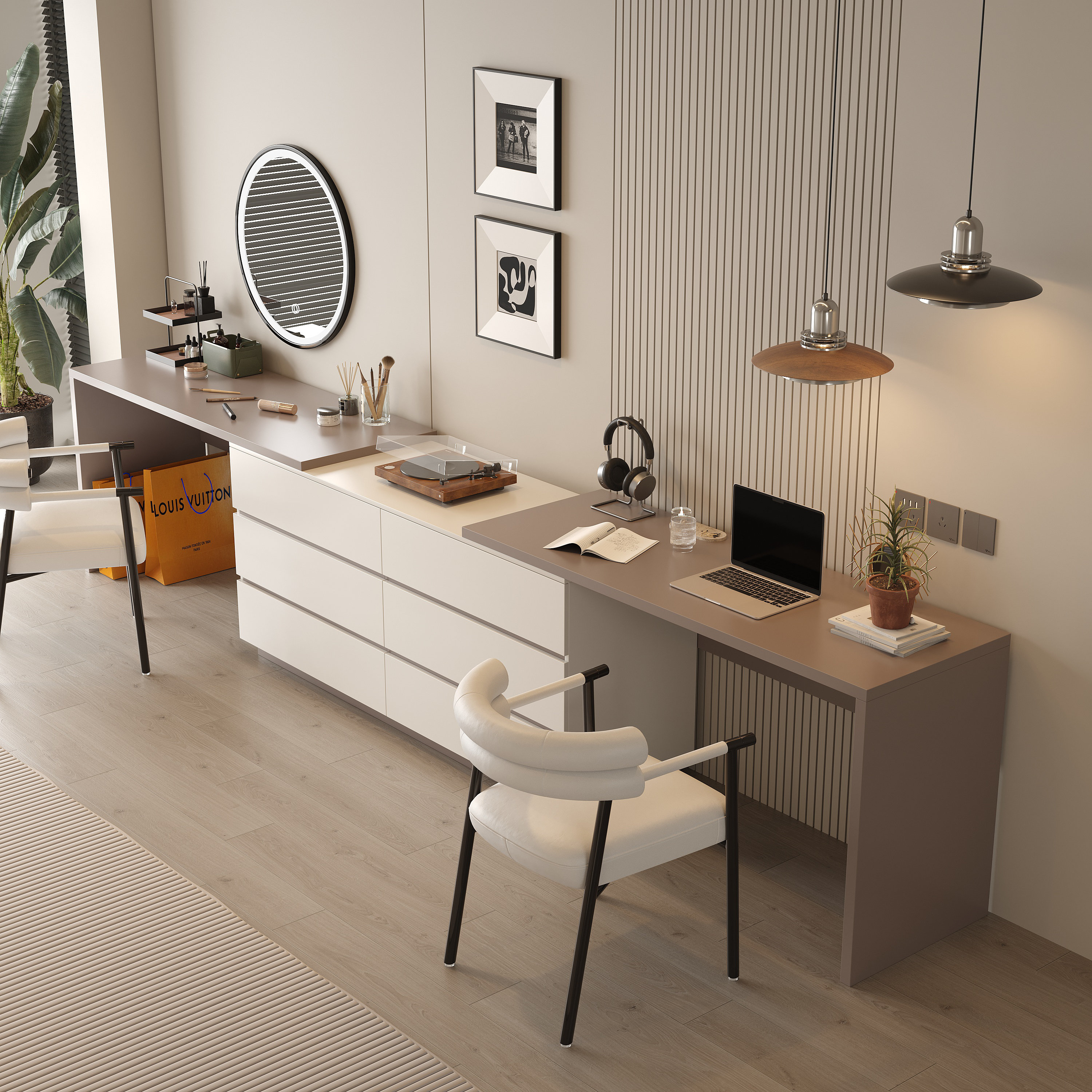 Hokku Designs Jerymiah Modern Home Office Desk Extendable Dresser Desk ...