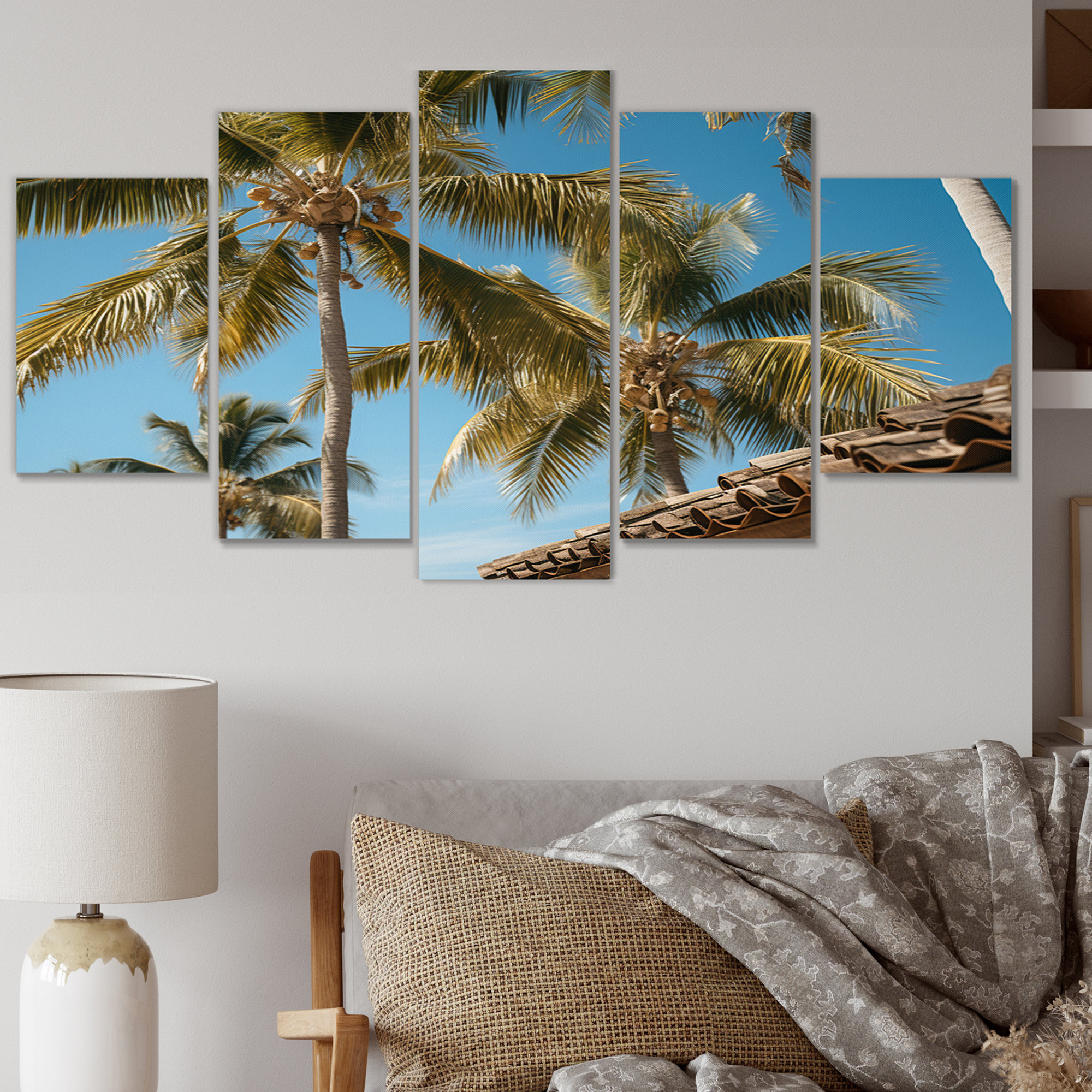 Bay Isle Home™ Palm Trees Field II - Floral Wall Art Print - 5 Panels | Wayfair