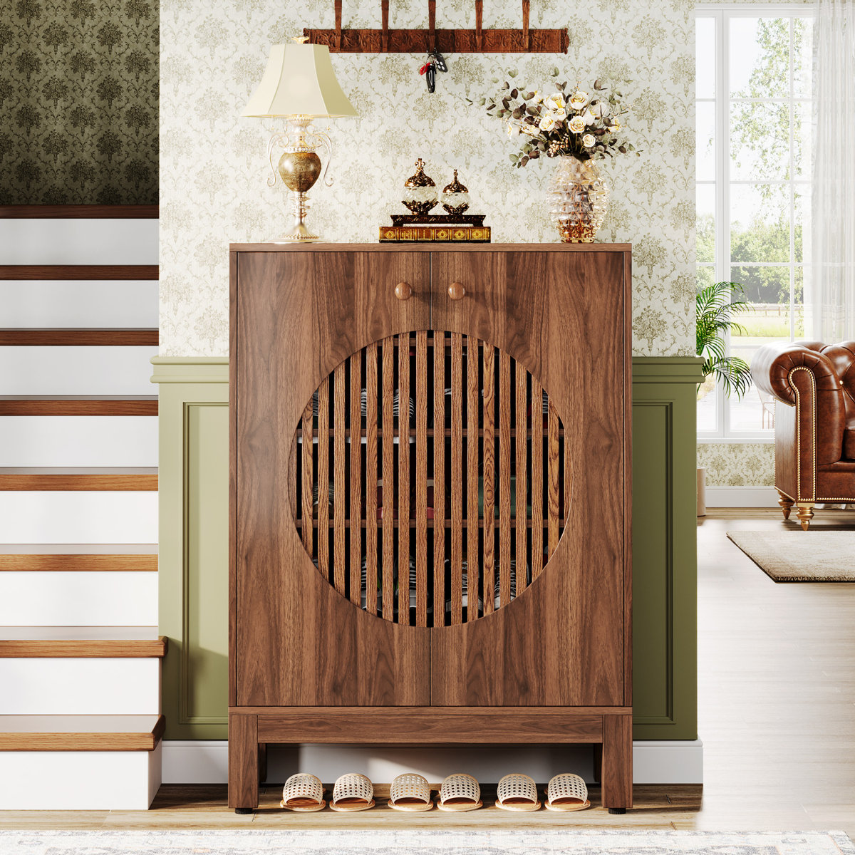 Millwood Pines 20 Pair Shoe Storage Cabinet With Louvered Doors ...