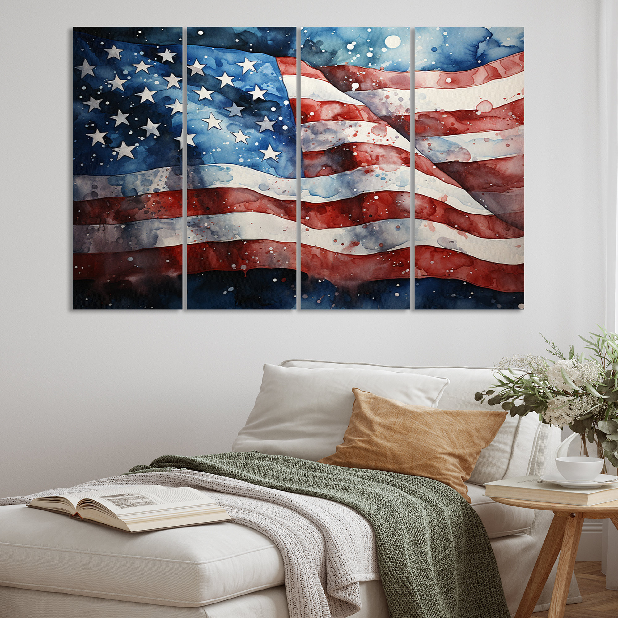 Design Art Flag American Flag III - Flag USA Wall Decor - 4 Panels ...