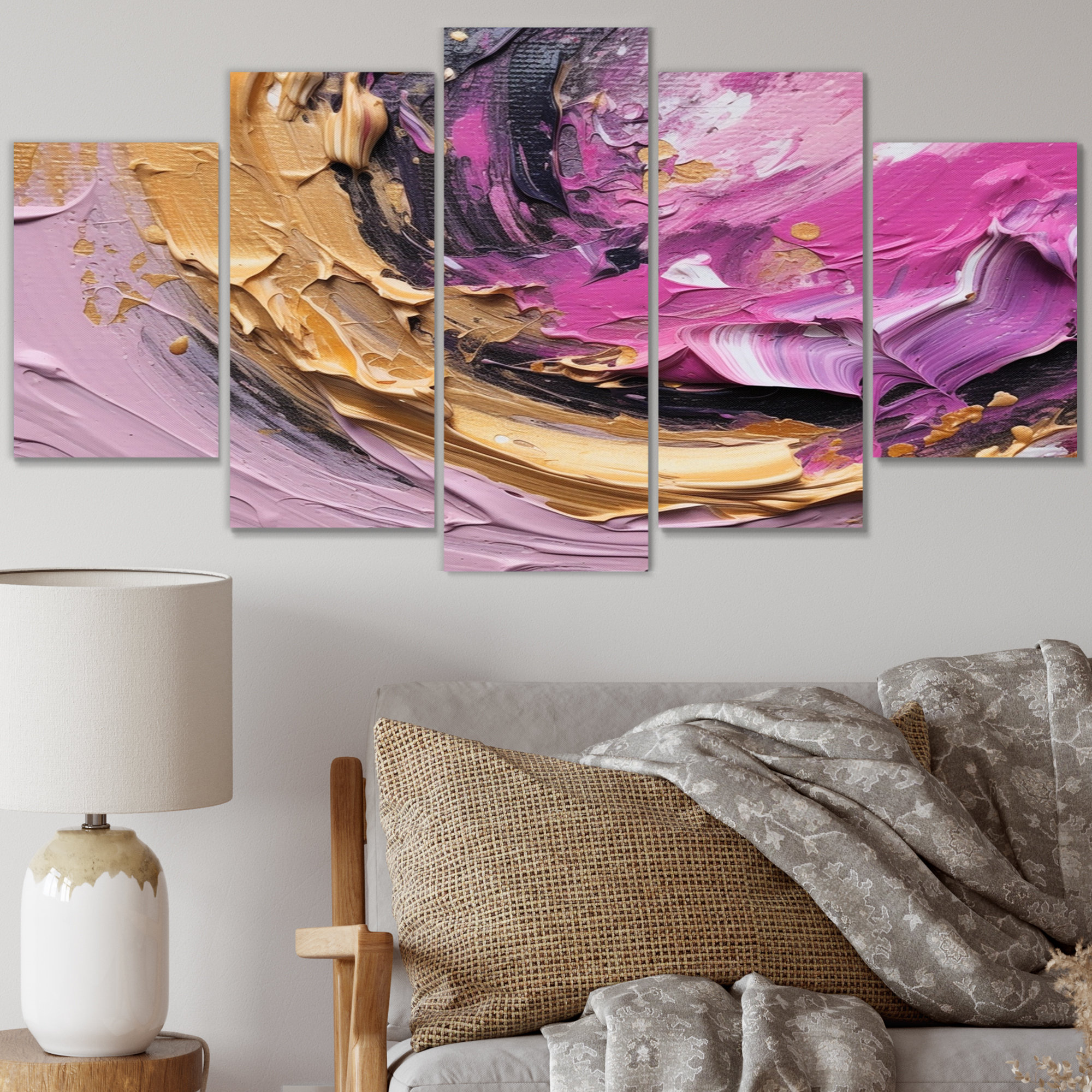 Mercer41 «Pink and Gold Spiral Radiance I», ensemble de reproductions d ...