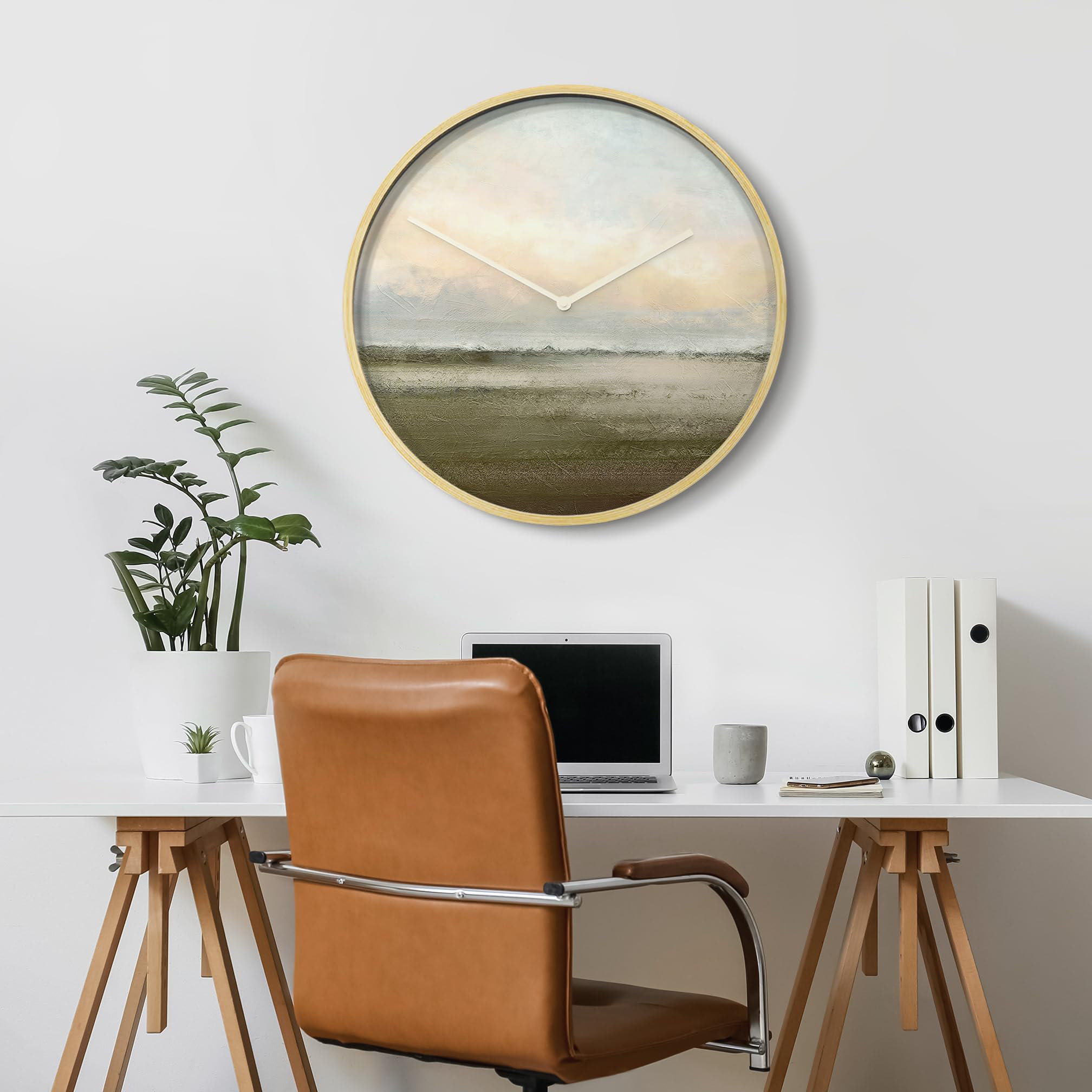 SIGNLEADER Autumn Fall Meadow Field Clock Decor Wooden Large Wall Clock ...