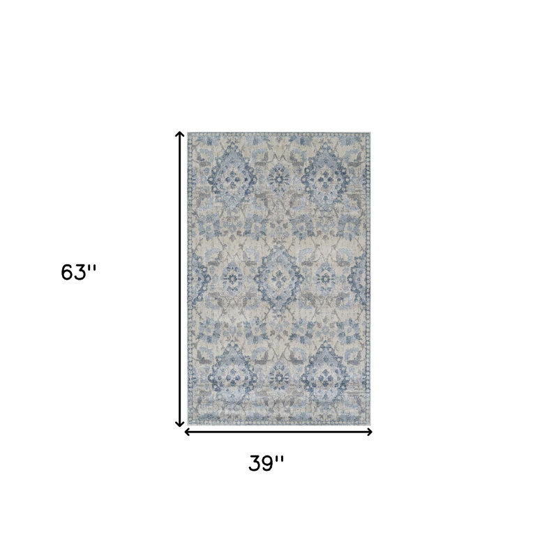 HomeRoots 3' X 5' Blue Oriental Area Rug | Wayfair