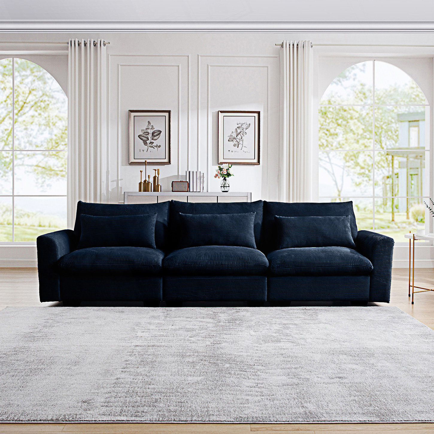 Latitude Run® 3 Seater Deep Seat Couch, Wide And Deep Seat Comfy Sofa ...