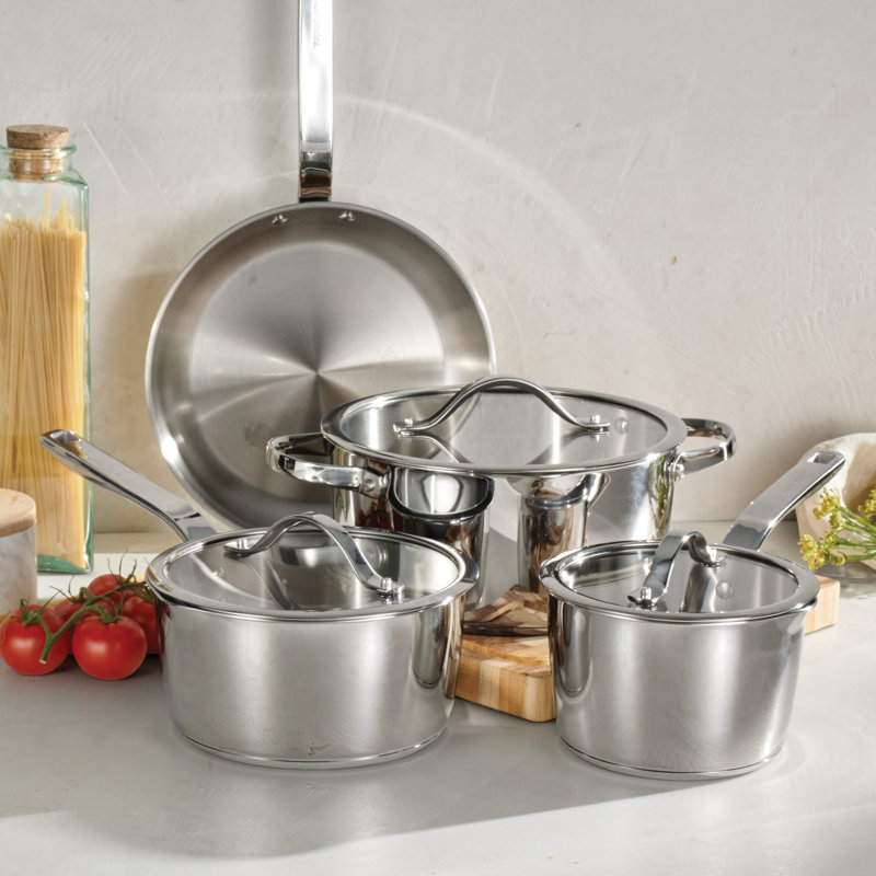 Tramontina Tempo Tri-Ply Base Stainless Steel 7-Piece Cookware Set with ...