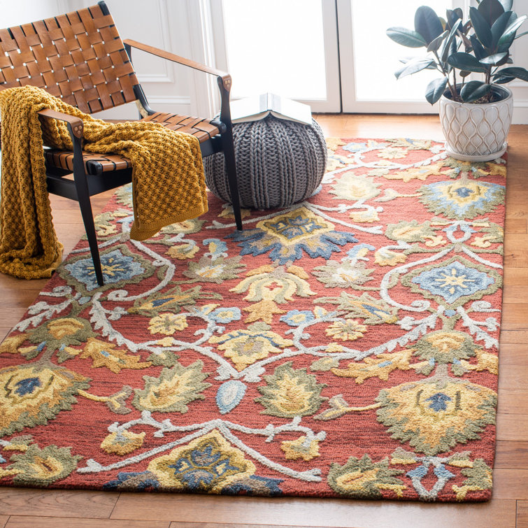 orange patterned wool rug