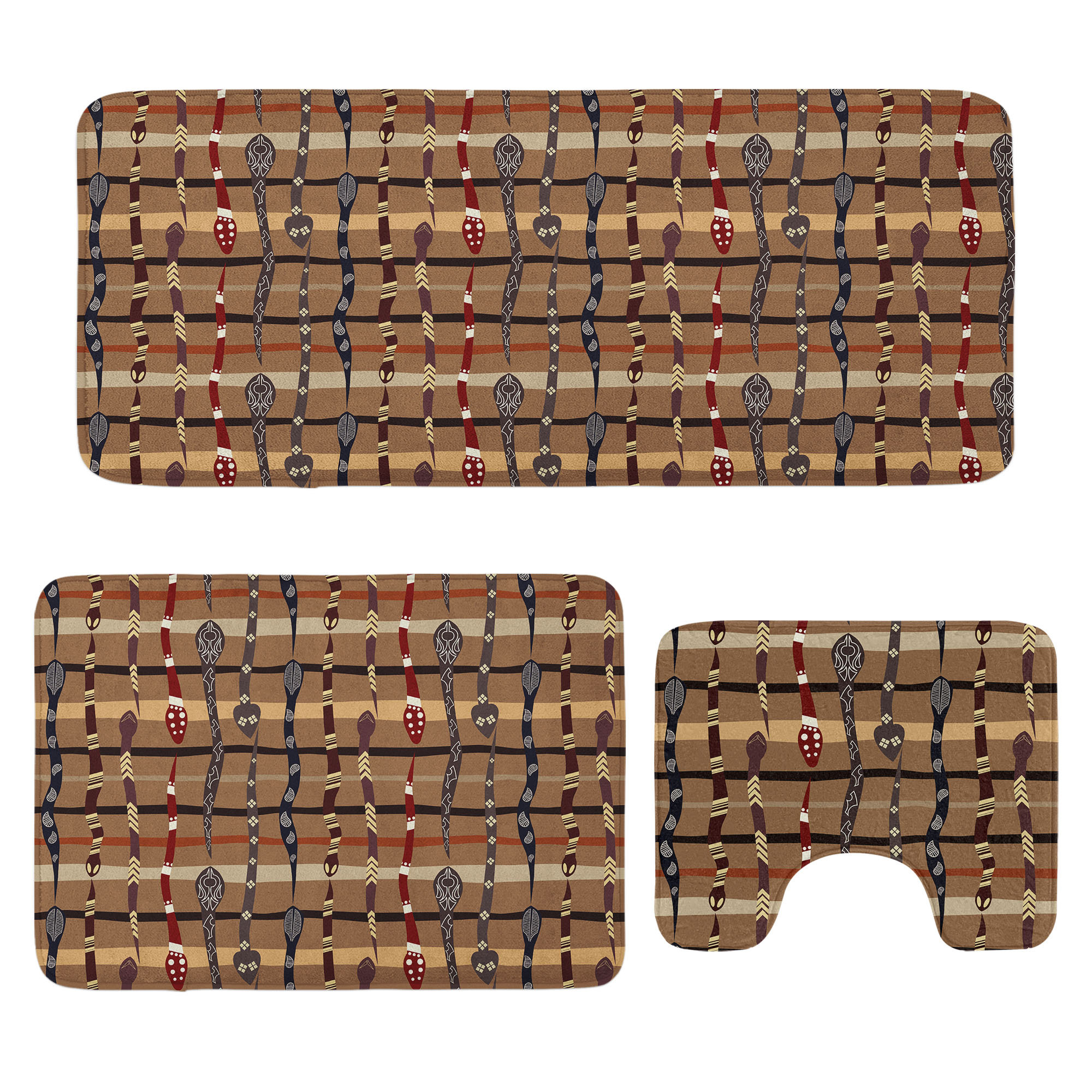 Latitude Run® Tribal Bathroom Rug Set 3 Pieces U-Shape & Rectangle Mats ...