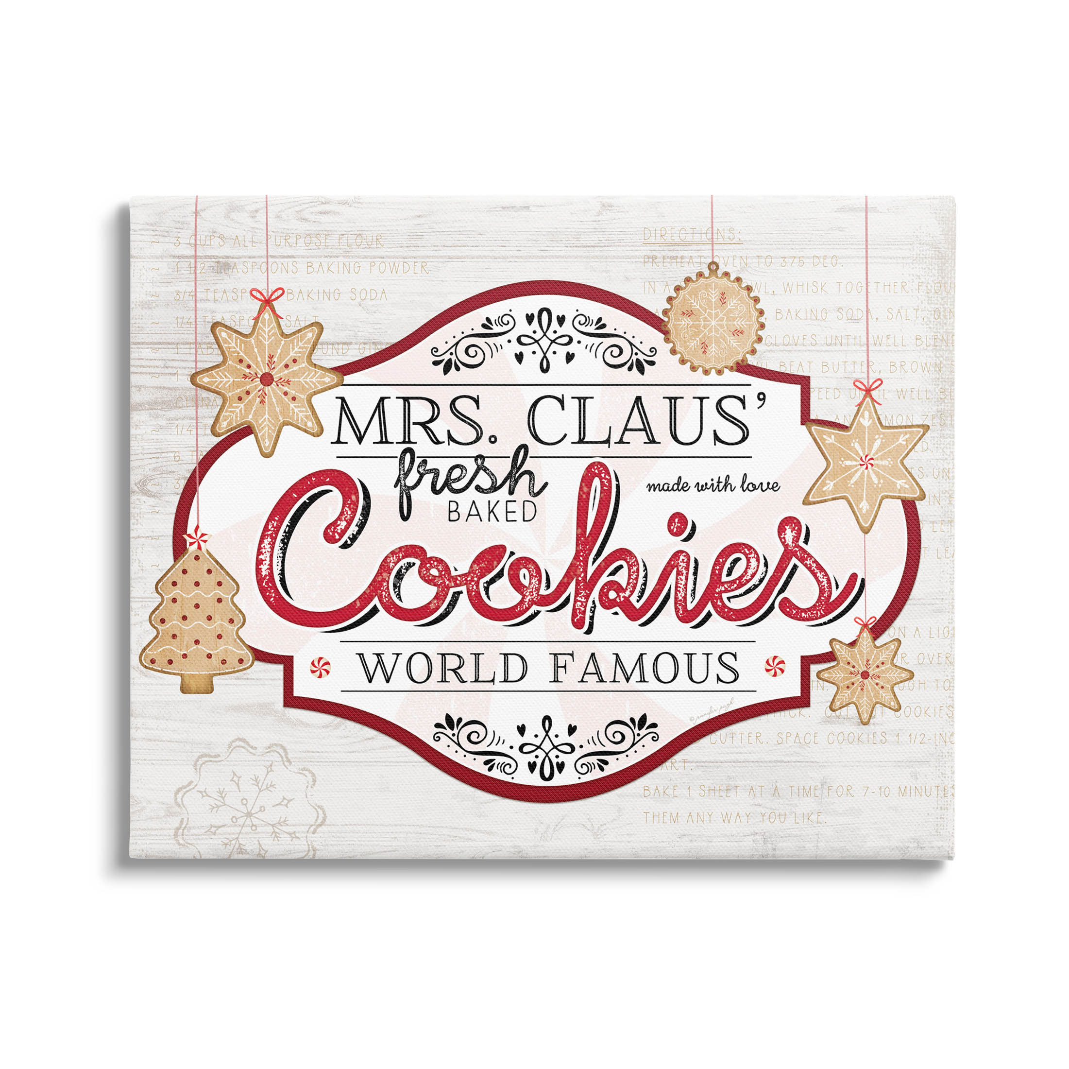 Stupell Industries Vintage Mrs. Claus Cookies Sign Canvas Wall Art By ...