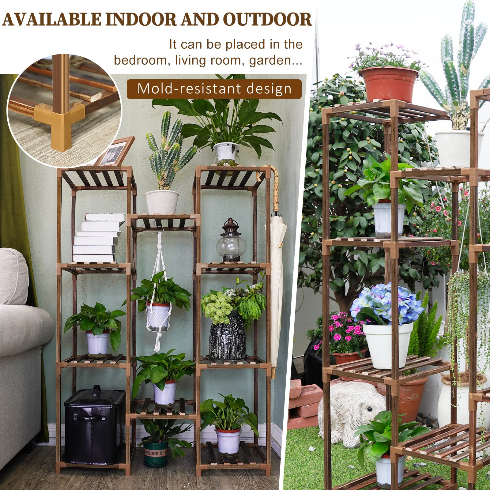 Arlmont & Co. Plant Stand Indoor Outdoor, Tall Plant Shelf For Multiple ...