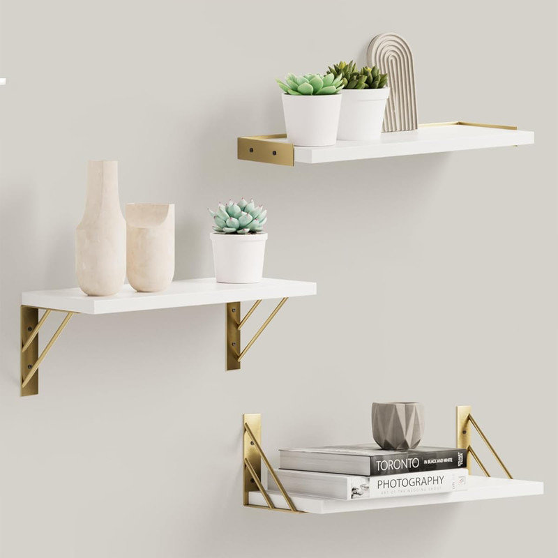 Ebern Designs Wall Mounted Rustic Wood Floating Shelves - Wayfair Canada