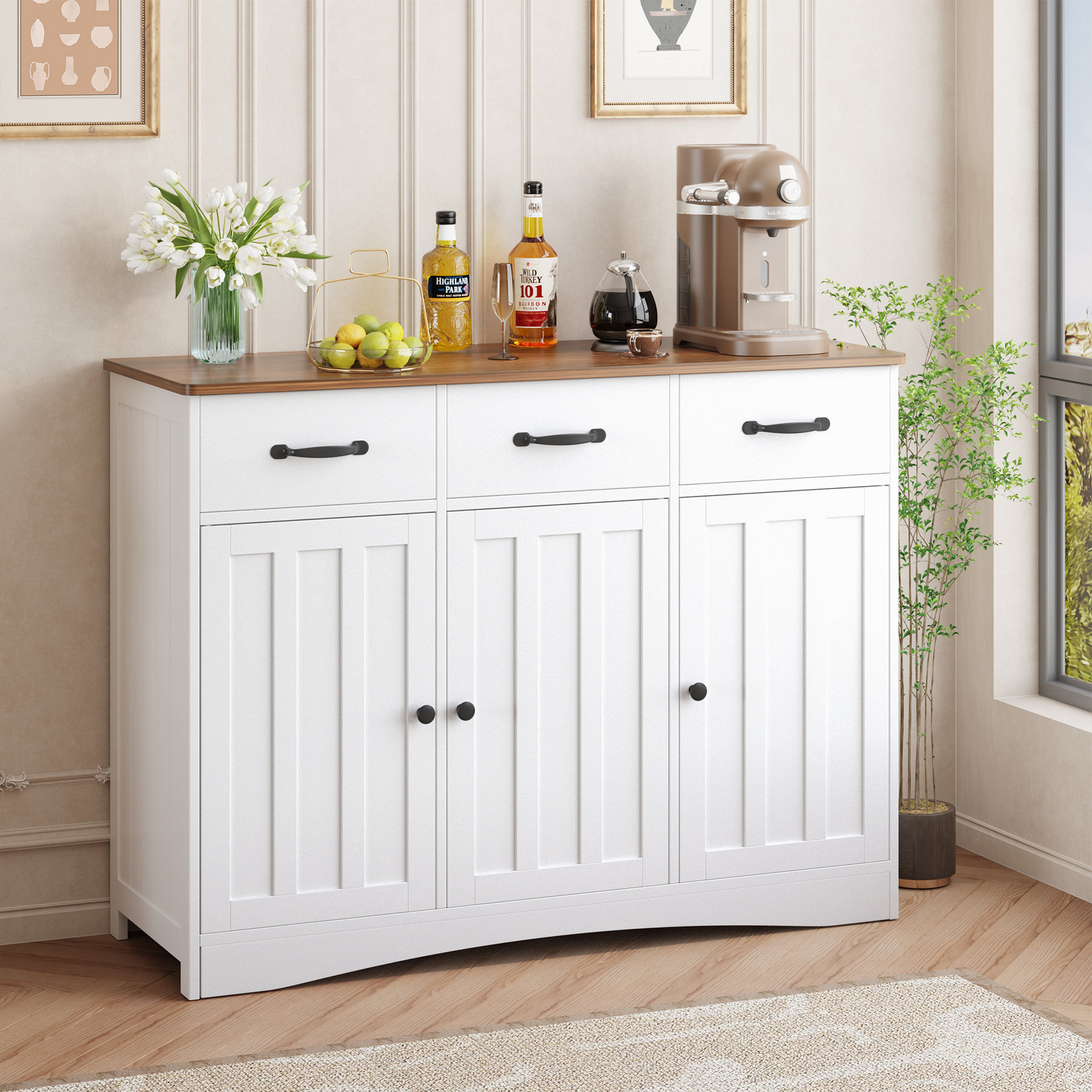 Winston Porter Michaila 42.5″ Sideboard Cabinet with 3 Drawers and ...