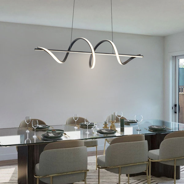 Ivy Bronx Jamaya 2 - Light Curved LED Kitchen Island Pendant | Wayfair