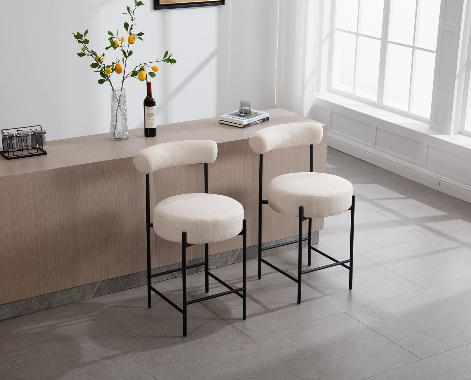 Latitude Run® Jermeria Modern Upholstered 26.25'' Hollow Bar Stools ...