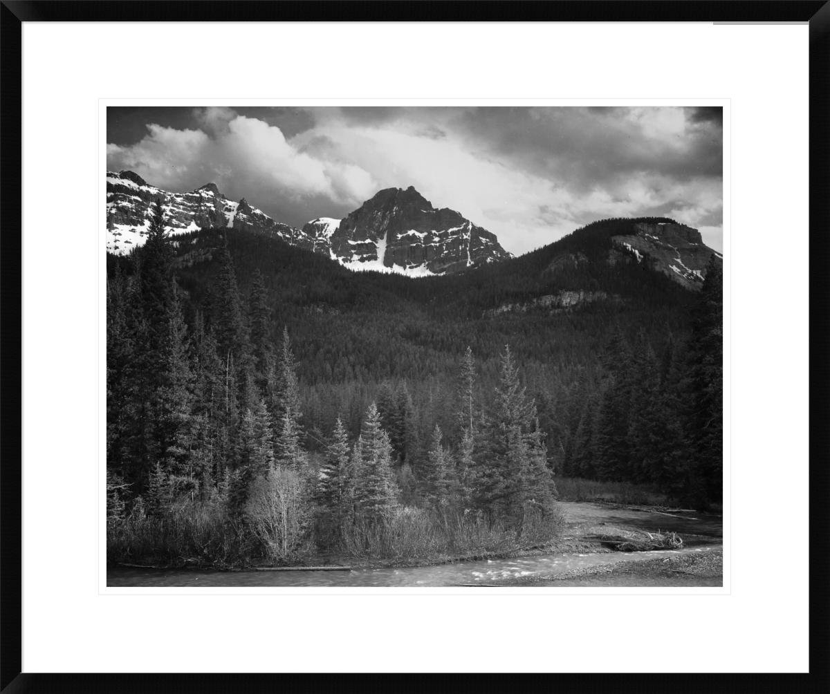 Vault W Artwork 'View of Streamside Trees and Snow on Mountains ...