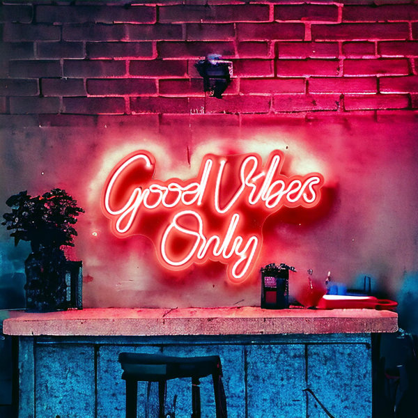 Trinx Jaquari 20'' Good Vibes Only LED Neon Sign "& Reviews" | Wayfair