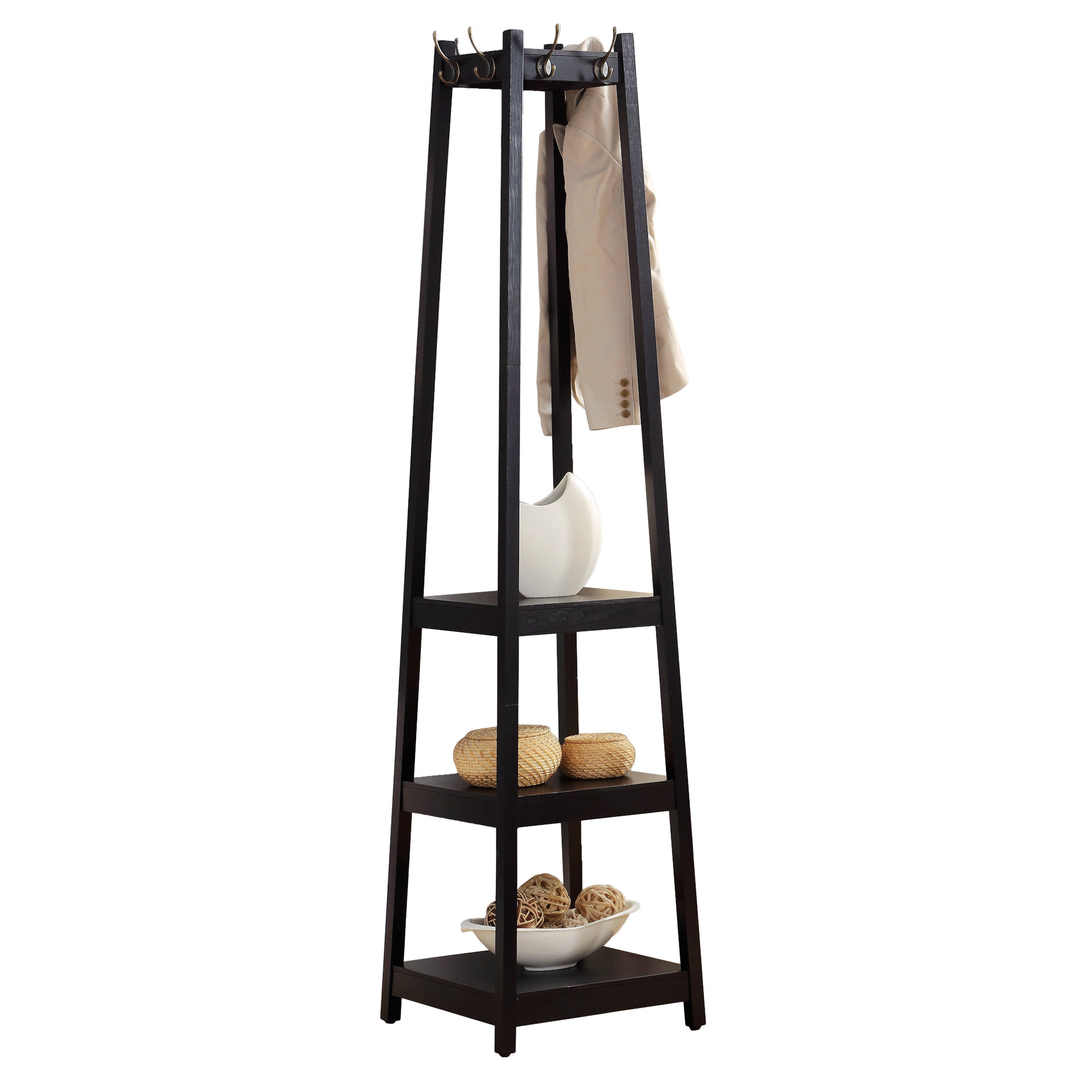 Ebern Designs Yuvraj Hall Tree 17'' Wide,3-Tier Coat Rack,Display Shelf ...