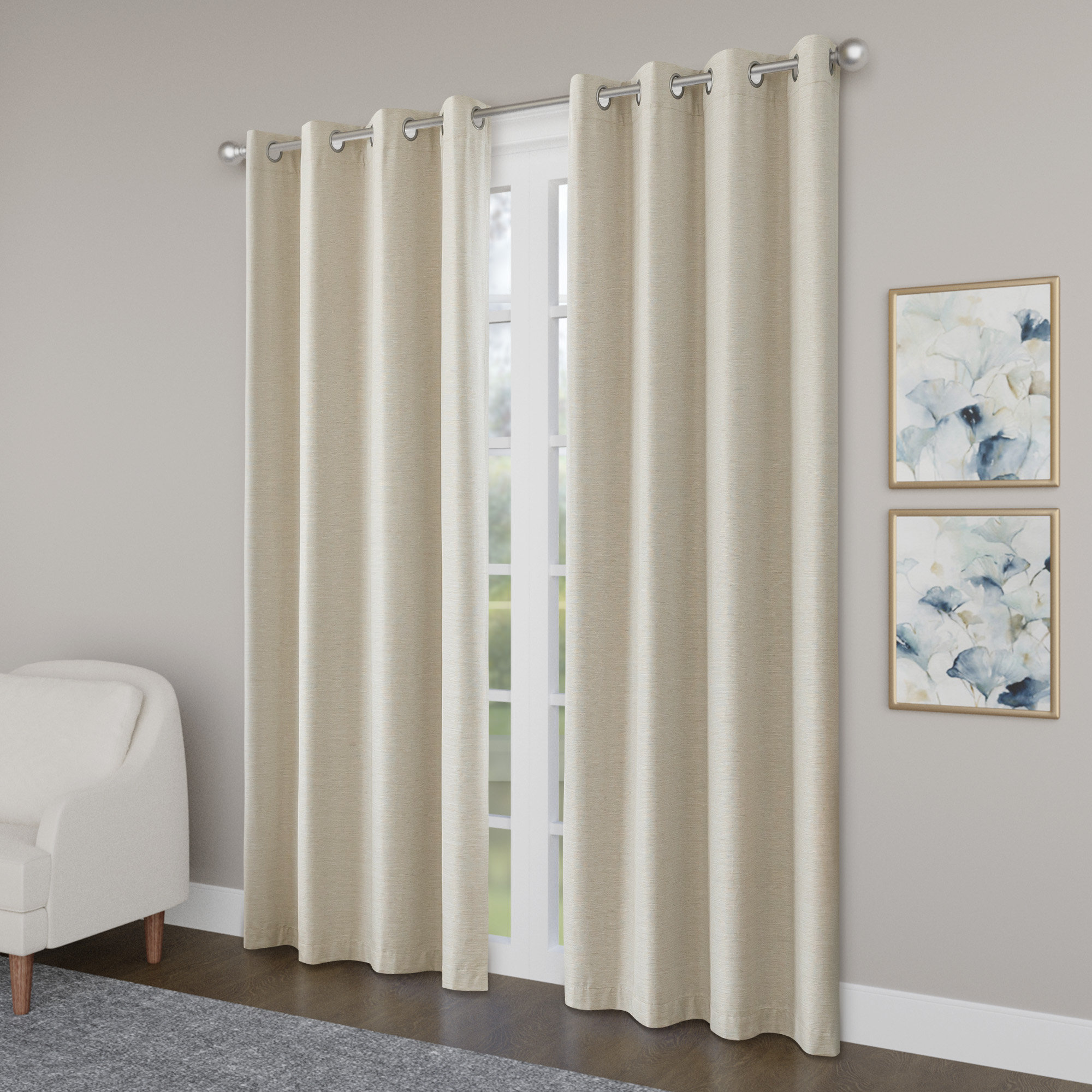 Latitude Run® Brushed Cotton Feel 100% Blackout Grommet Curtain Pair(2 ...