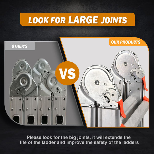 WFX Utility™ 12 - Step Aluminum Lightweight Folding Extension Ladder ...