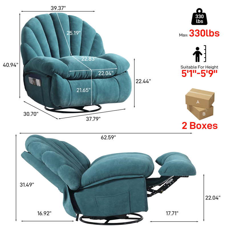 Latitude Run® Wide Modern Style Accent Swivel And Rocker Recliner Chair ...