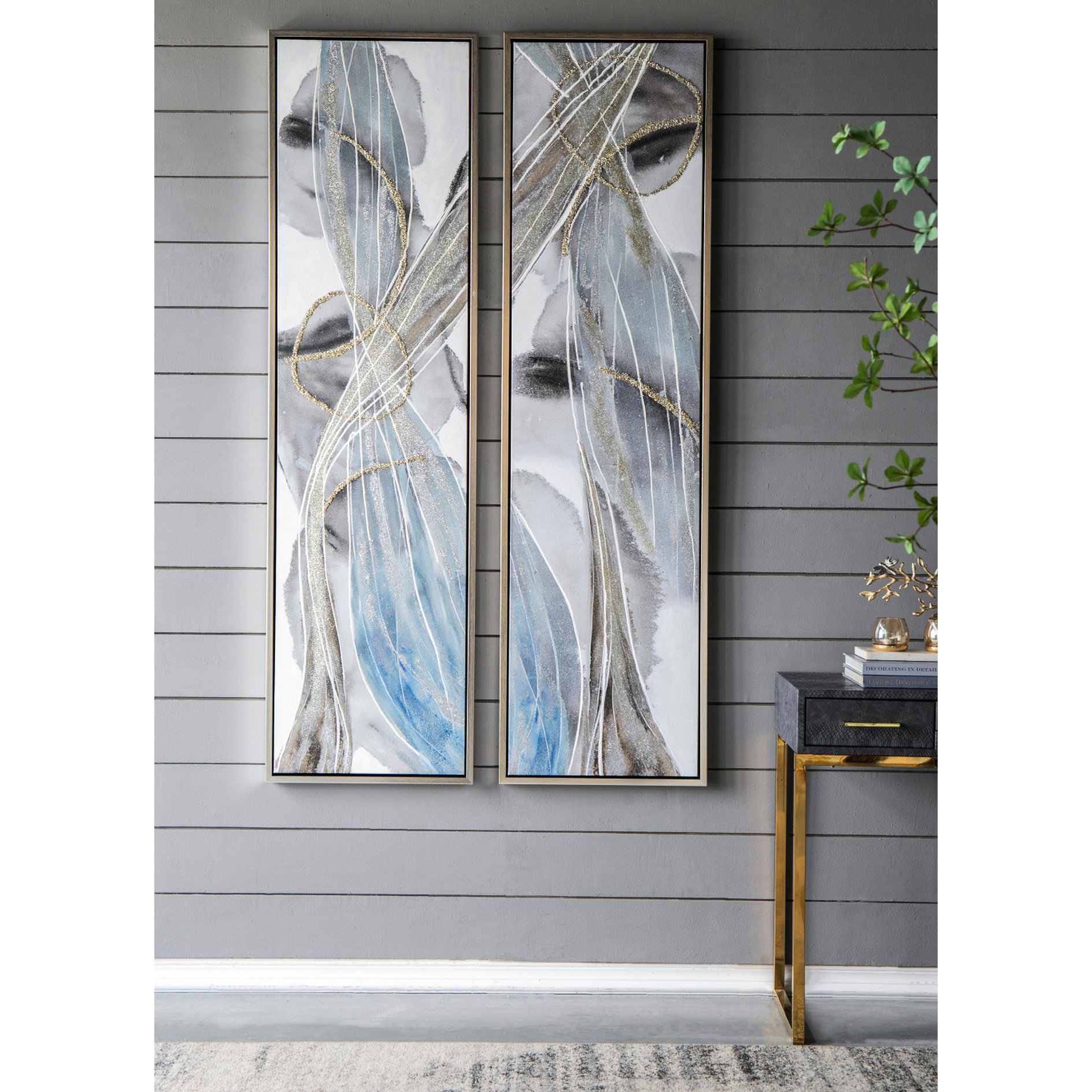 Red Barrel Studio® 2 Elongated Modern Abstract Oil Paintings For Home ...