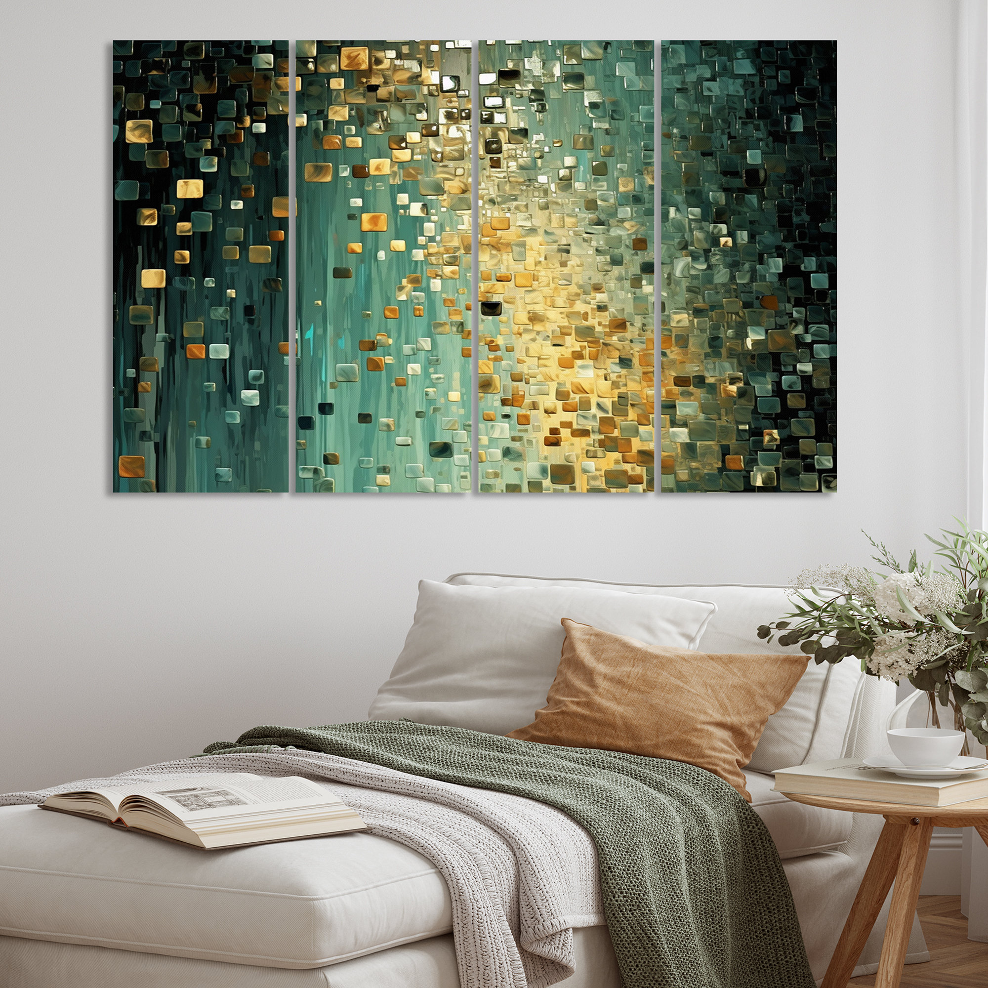 Design Art Ephemeral Light Vintage Cubist Abstract Blue III - Abstract ...
