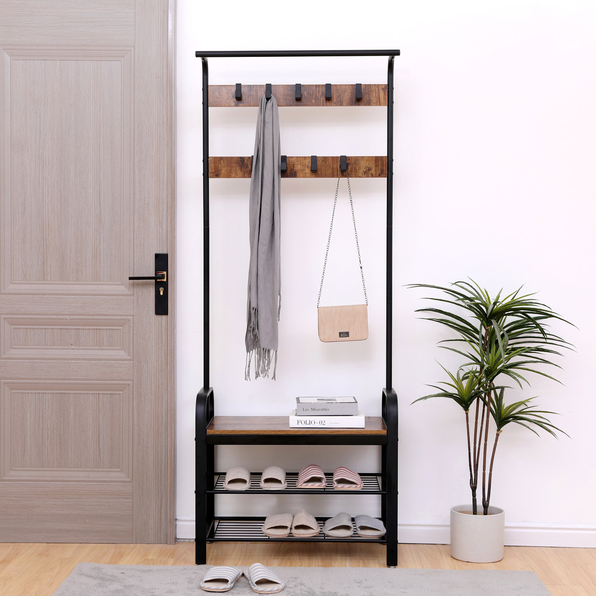 Ophelia & Co. Coat Rack, Hall Tree With Shoe Bench, Entryway Bench With ...