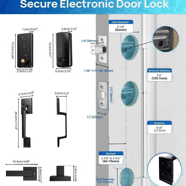 Blacksmith Smart Door Lock, Fingerprint WiFi APP Handle Deadbolt | Wayfair