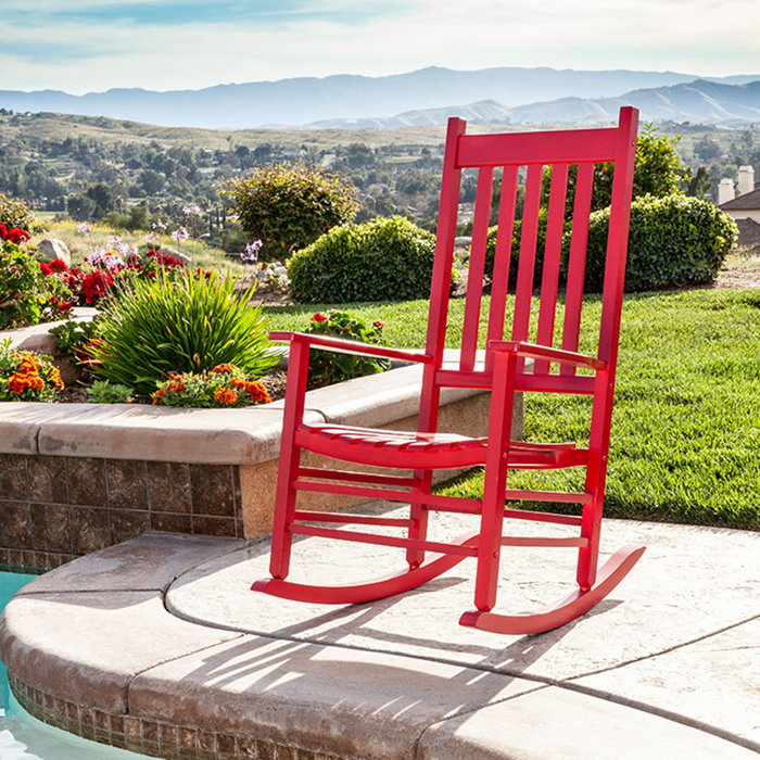 Red Barrel Studio® Outdoor Emjay Rocking Solid Wood Chair & Reviews ...